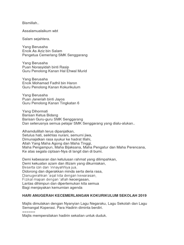 Skrip Emcee AKKS | PDF