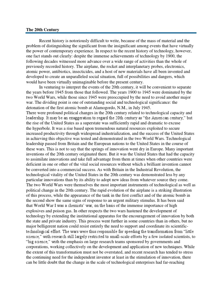 20th Century Science and Technology | PDF | Cracking (Chemistry ...