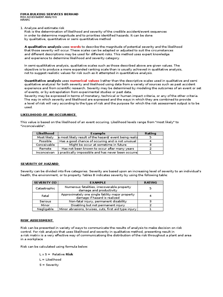 Master - HIRARC Table (Latest) | Download Free PDF | Qualitative ...