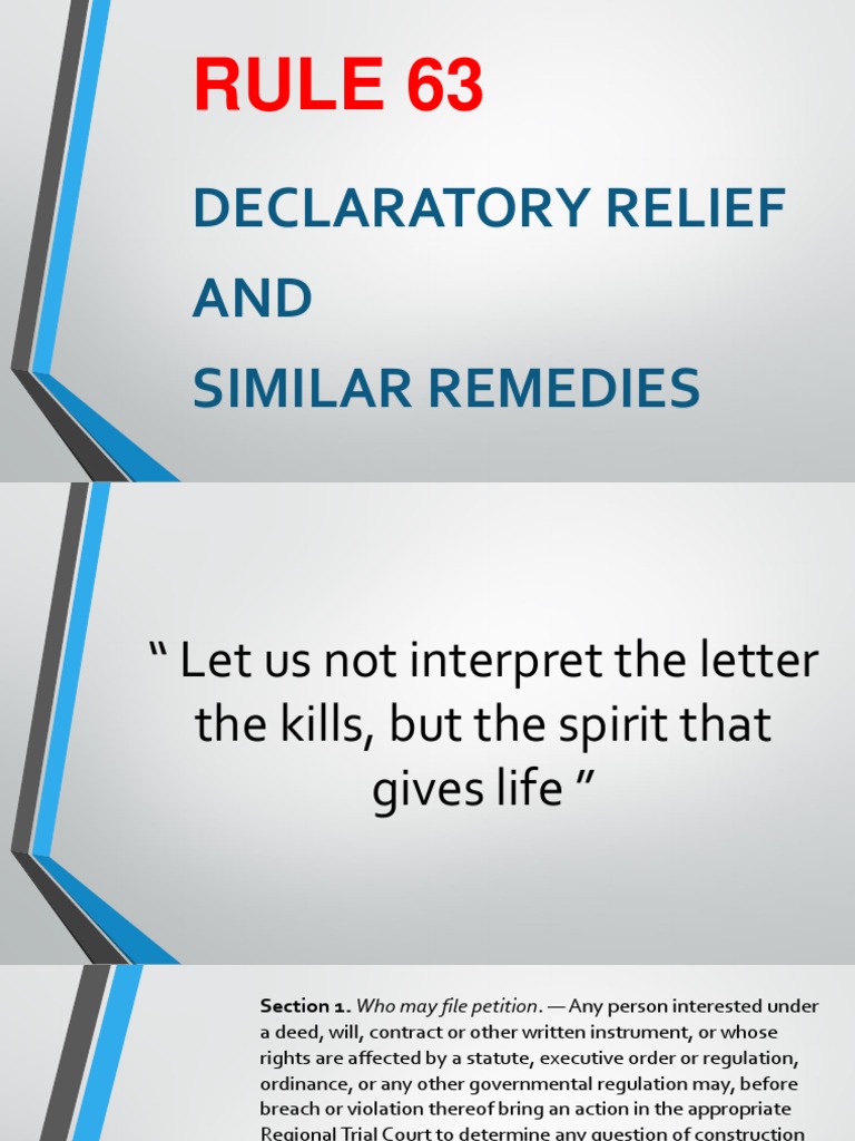 Prov Rem Rule 63 Final | PDF | Declaratory Judgment | Judgment (Law)