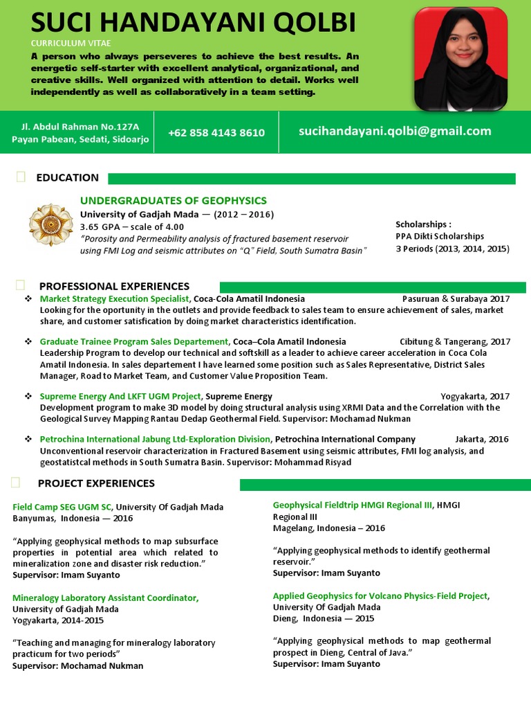 CV Suci Handayani Qolbi | PDF | Geophysics | Geology