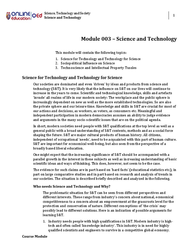 Science For Technology and Technology For Science | PDF | Science ...