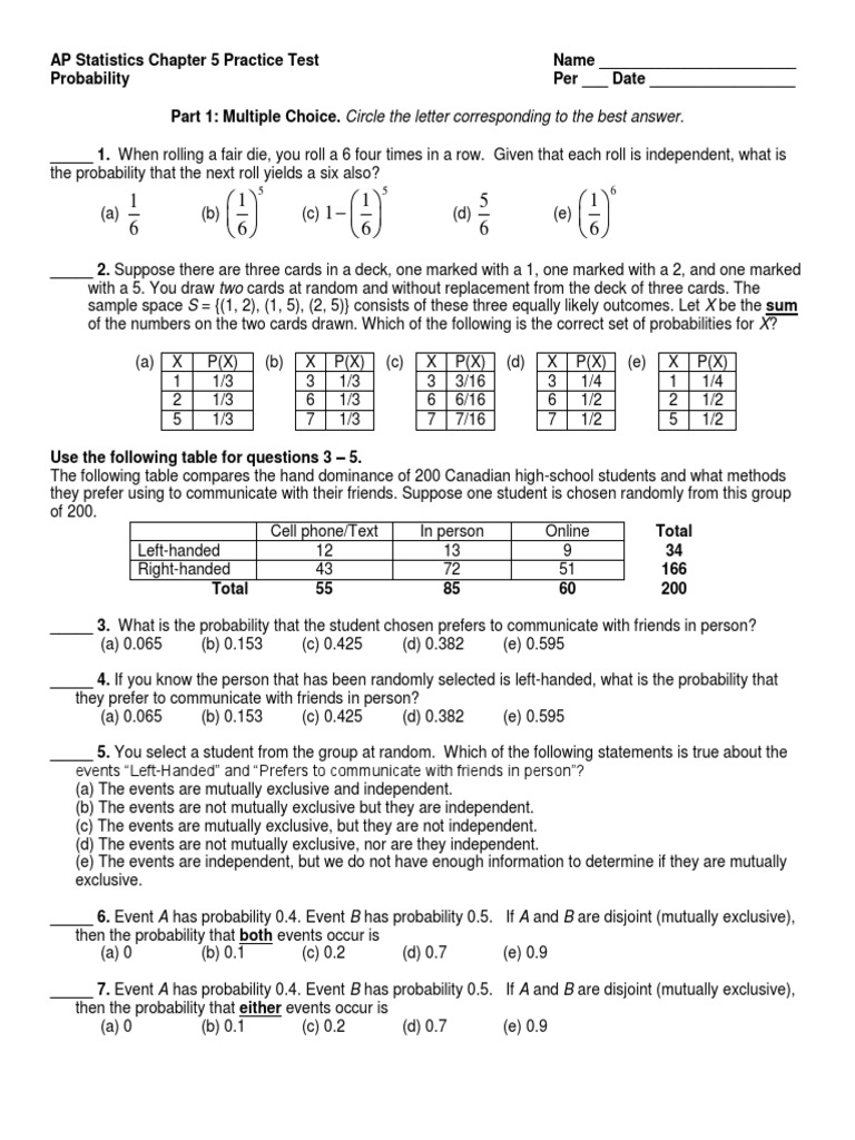 Stats 5 Practice Test | PDF | Standard Score | Correlation And Dependence