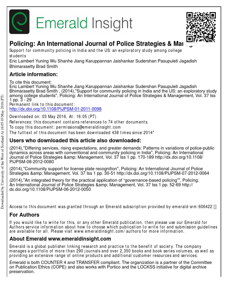 Policing: An International Journal of Police Strategies & Management ...