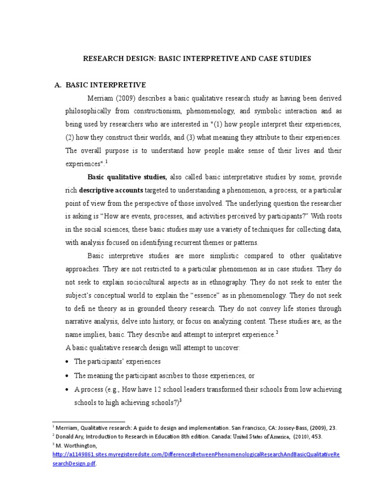 Research Design: Basic Interpretive and Case Studies: Searchdesign PDF ...