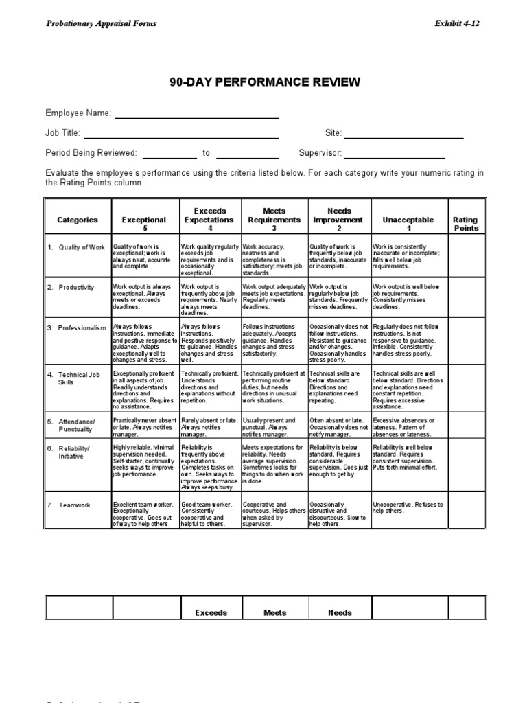 90 Day Performance Review Performance Appraisal Applied Psychology