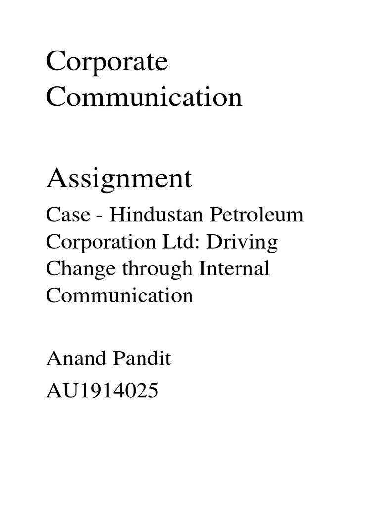 Corporate Communication - HPCL Case-Updated | PDF | Communication ...