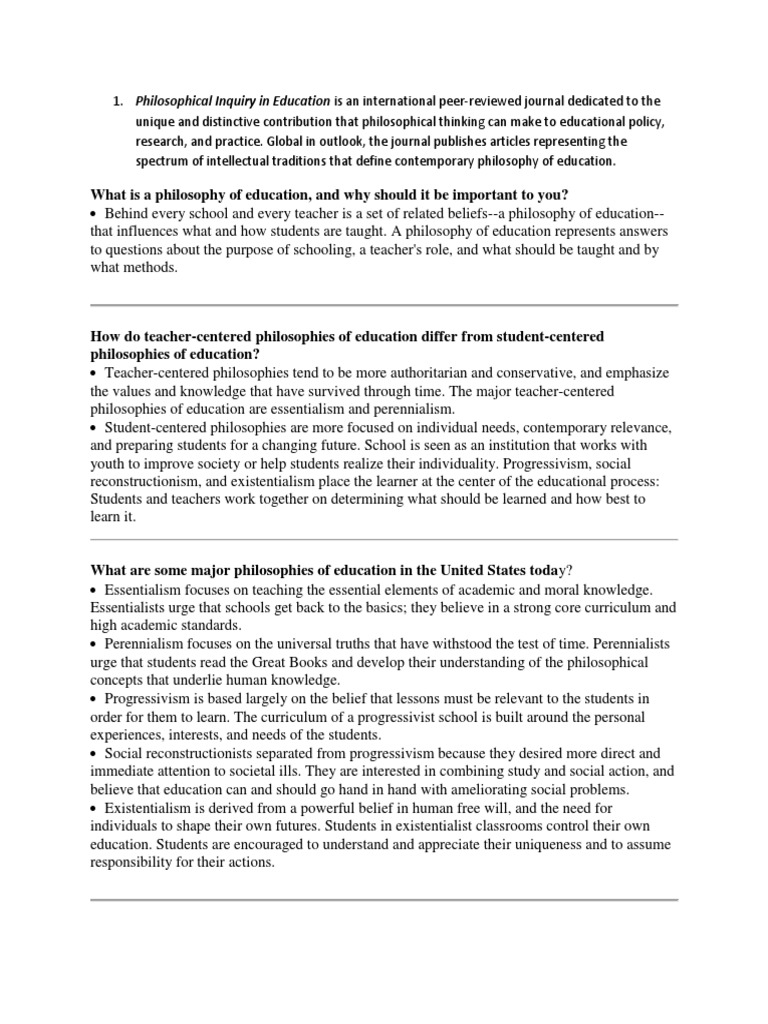 Philosophical Inquiry in Education | PDF | Philosophy Of Education | Plato