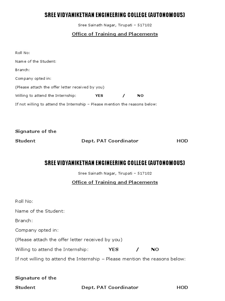 Internship Consent Form | PDF