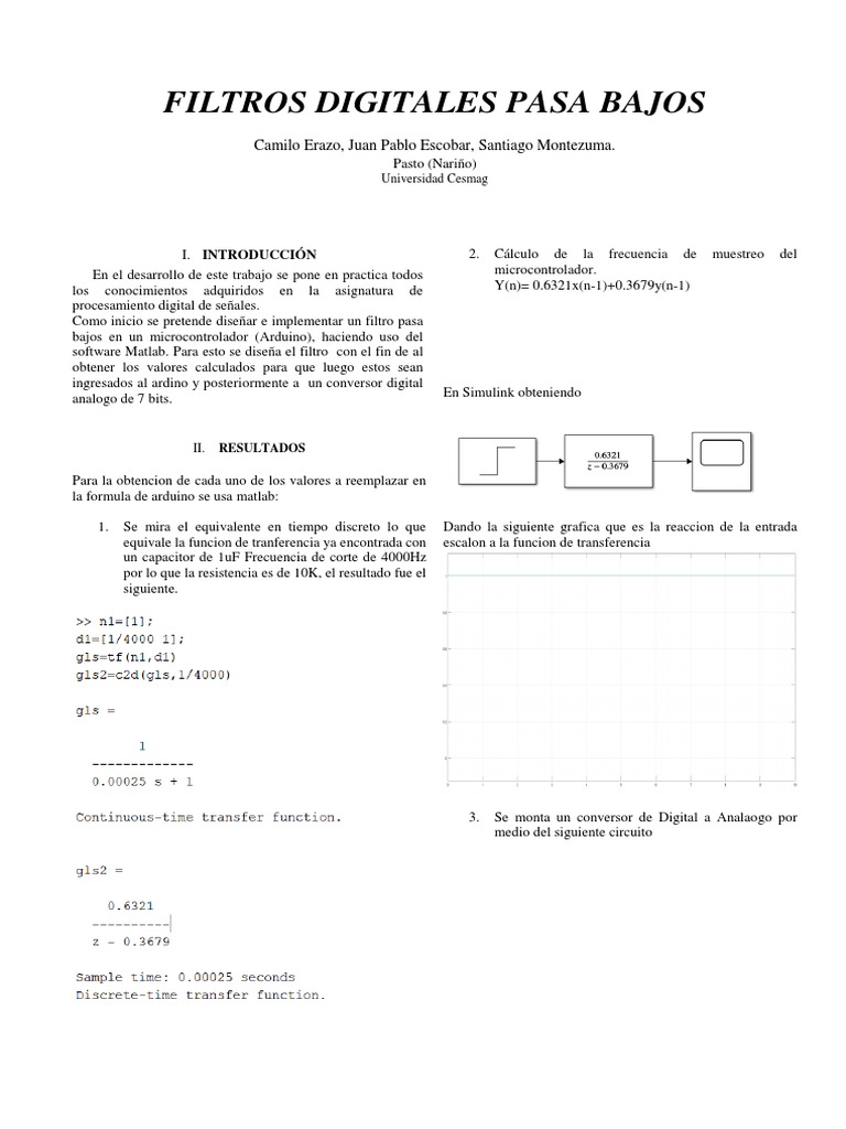 Filtros Digitales Parcial 2 | Descargar gratis PDF | Filtro electronico | Ingenieria Eléctrica