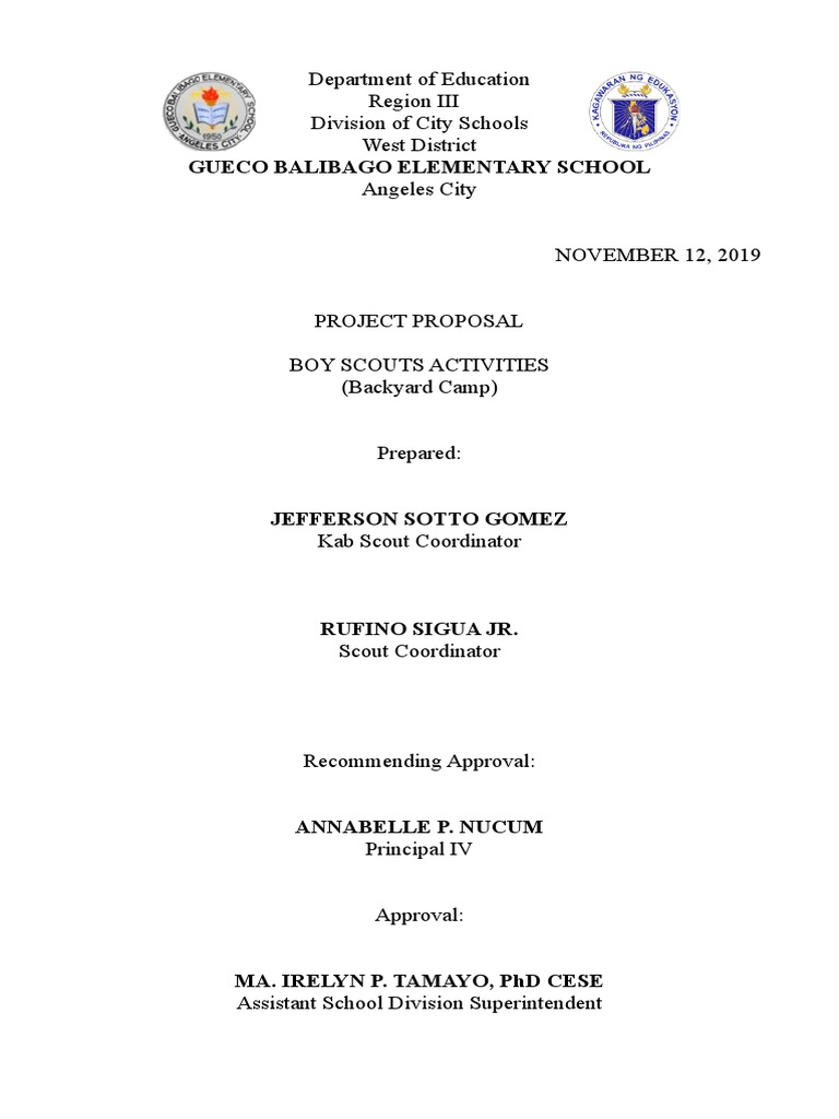 BSP Proposal BACKYARD CAMP | PDF | Youth Organizations | Outdoor Recreation Organizations