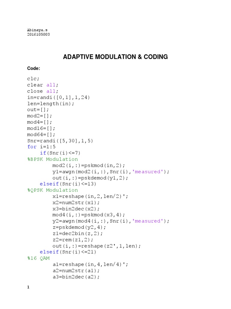Adaptive Modulation & Coding Techniques | PDF | Signal To Noise Ratio | Audio Electronics