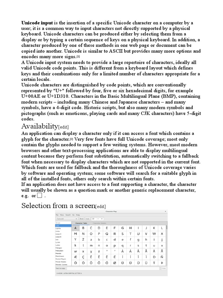 An Overview of Unicode Input Methods and Tools for Visually Selecting ...