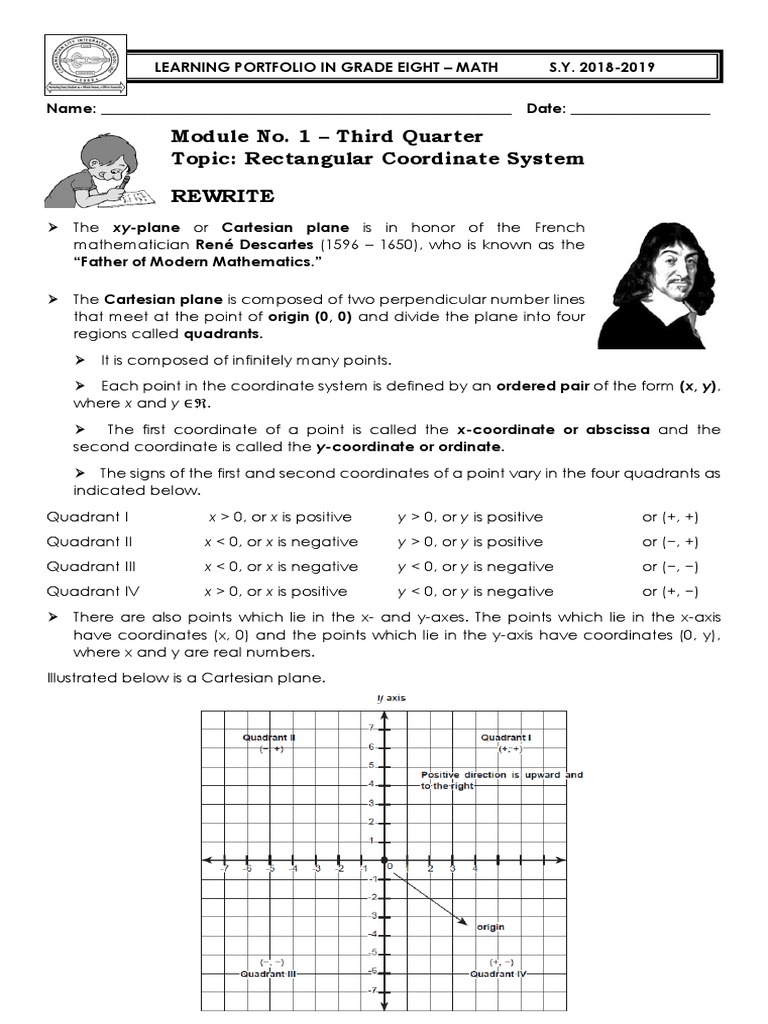 Module On Rectangular Coordinate System | PDF | Cartesian Coordinate ...