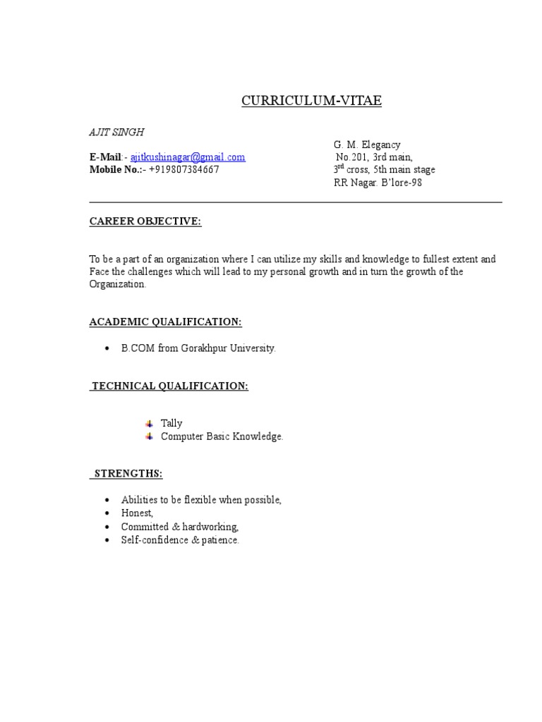 Curriculum-Vitae: Ajit Singh | PDF