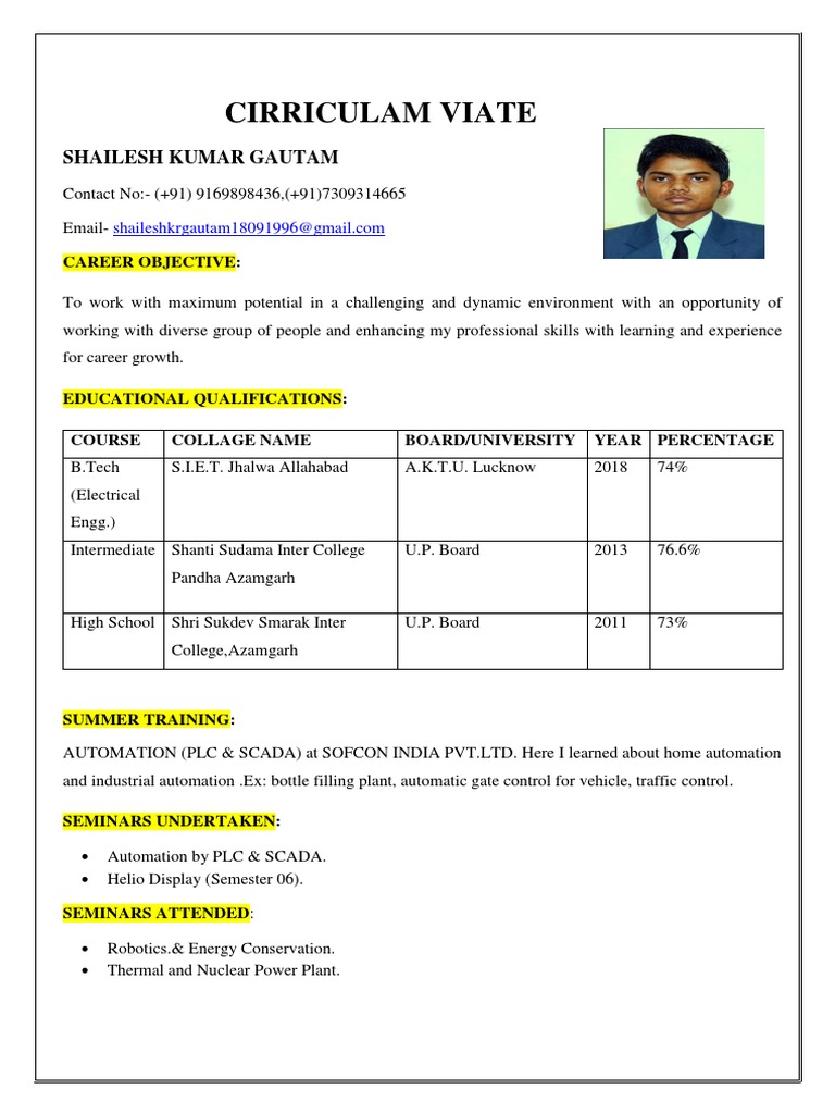 Cirriculam Viate: Shailesh Kumar Gautam | PDF