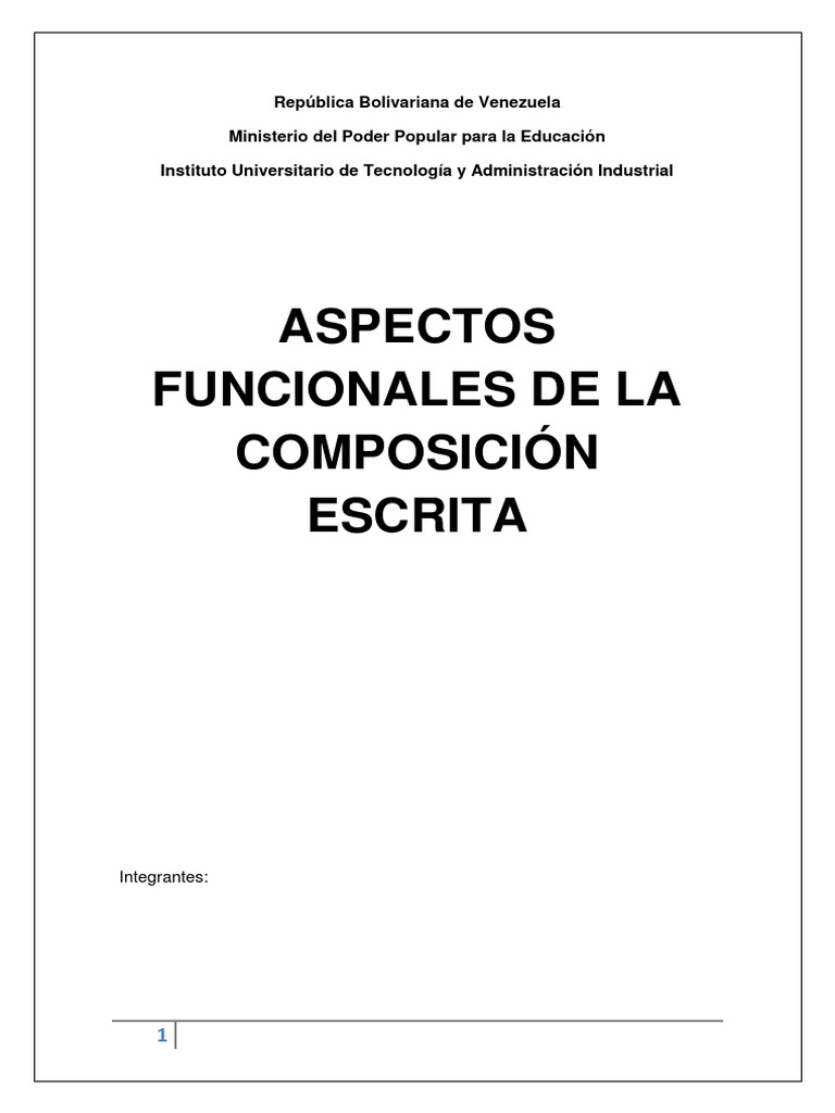 Aspectos Funcionales de la Composición Escrita | PDF | Verbo | Maestros