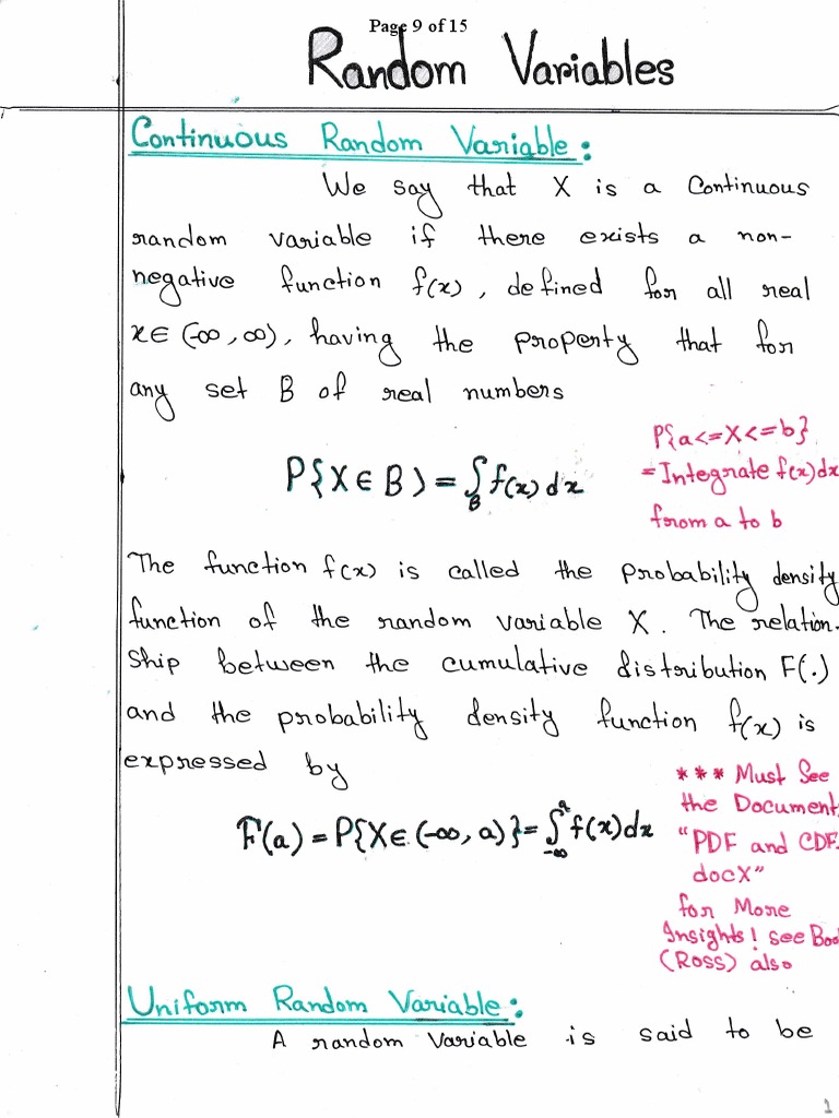 Random Variables: Continuous RVs | PDF | Teaching Mathematics