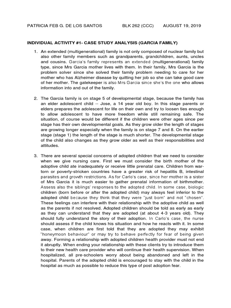 Garcia Family Case Study Analysis | PDF | Adoption | Family
