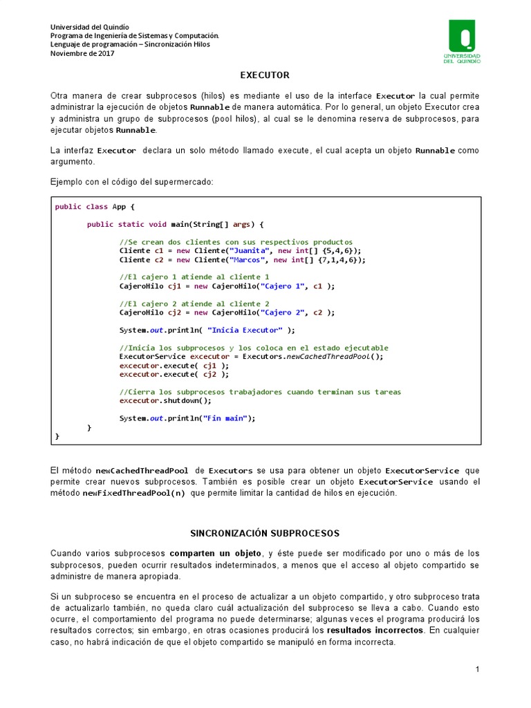 Java (Lenguaje) - Sincronización Hilos | PDF | Hilo (Computación) | Objeto (informática)