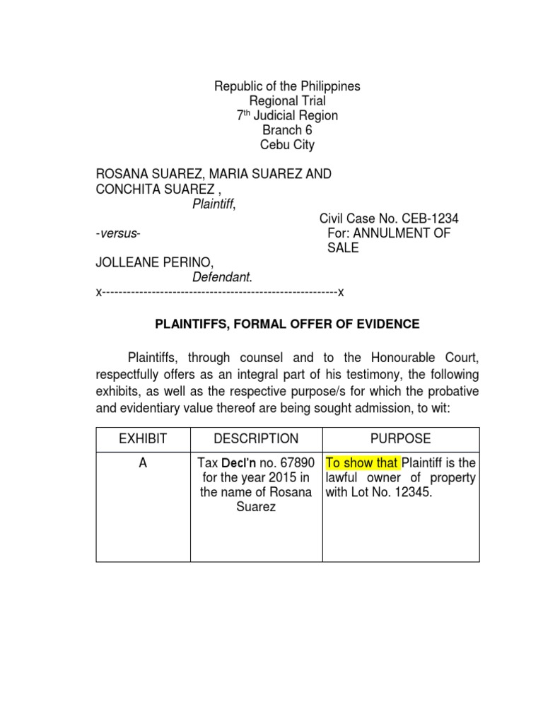 7 Defendant Formal Offer of Evidence FINAL | PDF | Lawsuit | Common Law