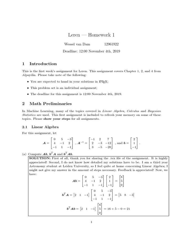 Machine Learning Homework | PDF | Statistical Classification ...