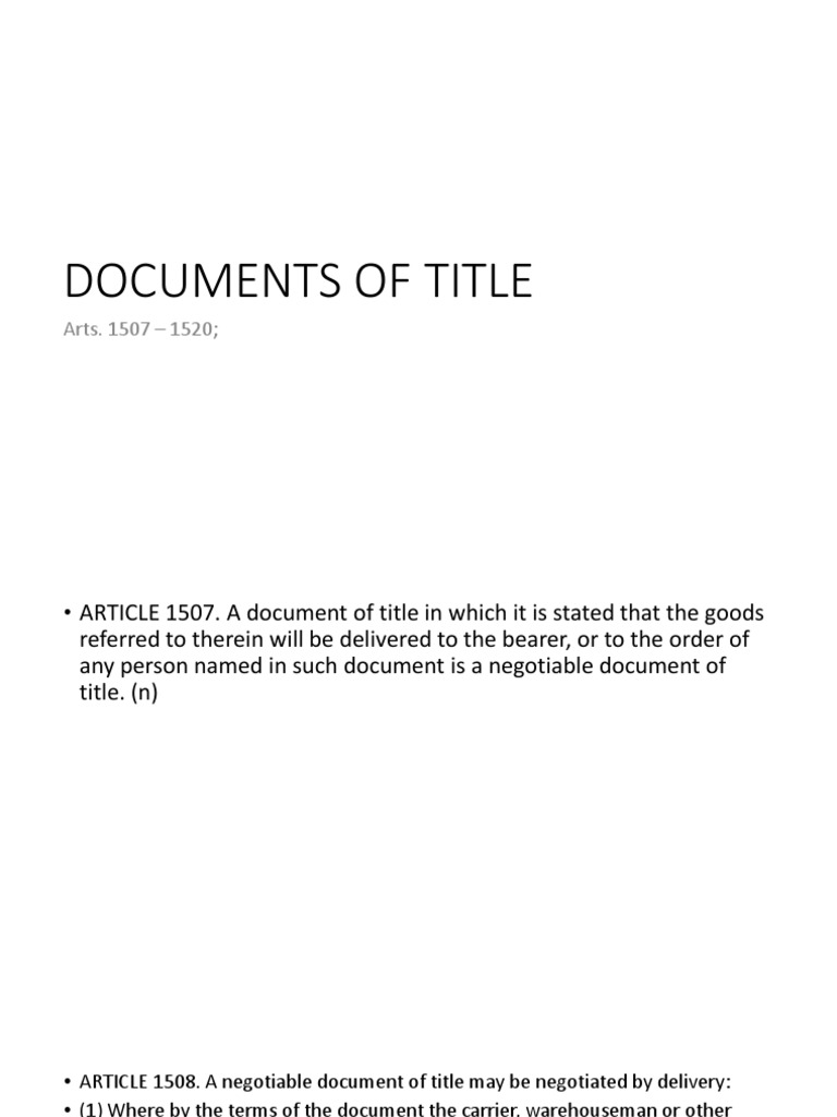 Negotiable vs Non-Negotiable Titles | PDF | Breach Of Contract ...