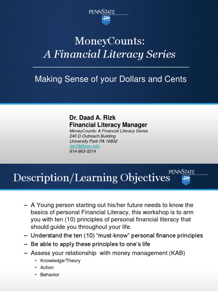 Ten Principles of Personal Financial Literacy | PDF | Financial ...