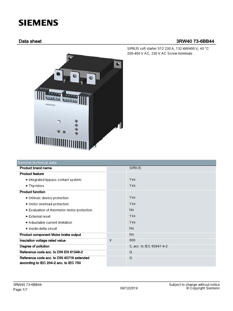 Siemens Data Sheet | PDF | Alternating Current | Electric Motor