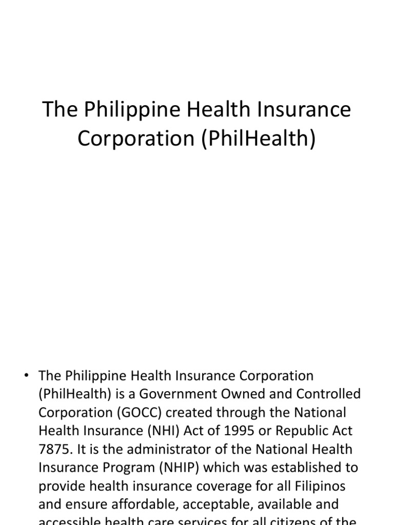 The Philippine Health Insurance Corporation (Philhealth) | PDF | Social ...