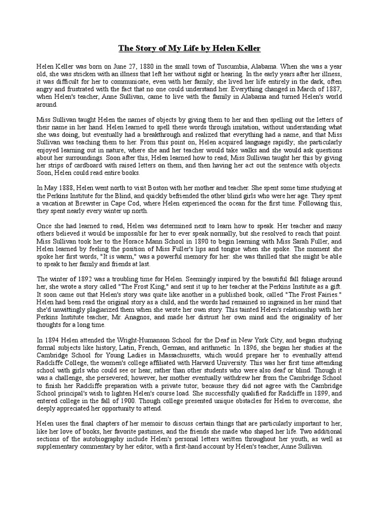 The Story of My Life | PDF | Helen Keller