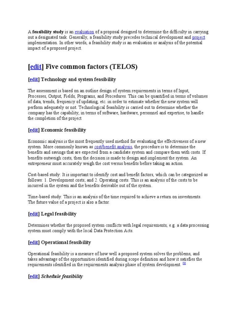 Five Common Factors (TELOS) : Technology and System Feasibility | PDF ...