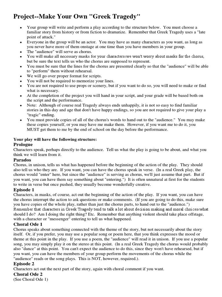 Create Your Own Greek Tragedy Play | PDF | Greek Tragedy | Tragedy