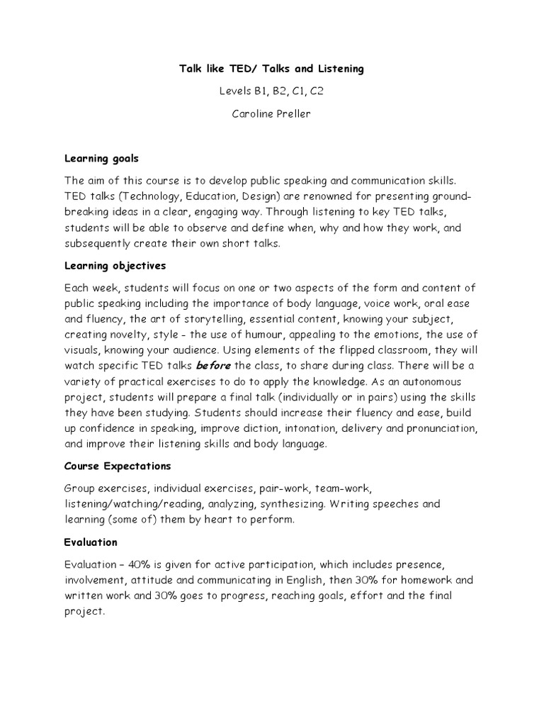 TALK LIKE TED Caroline Preller PDF | PDF