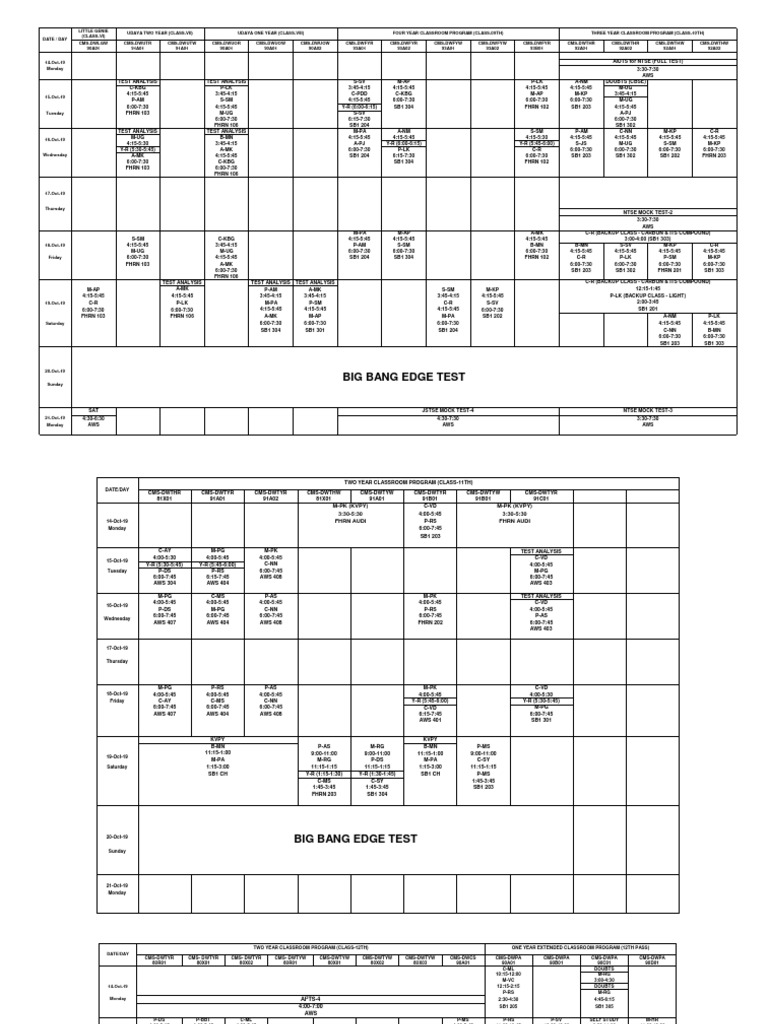 Fiitjee Timetable | PDF | Nature