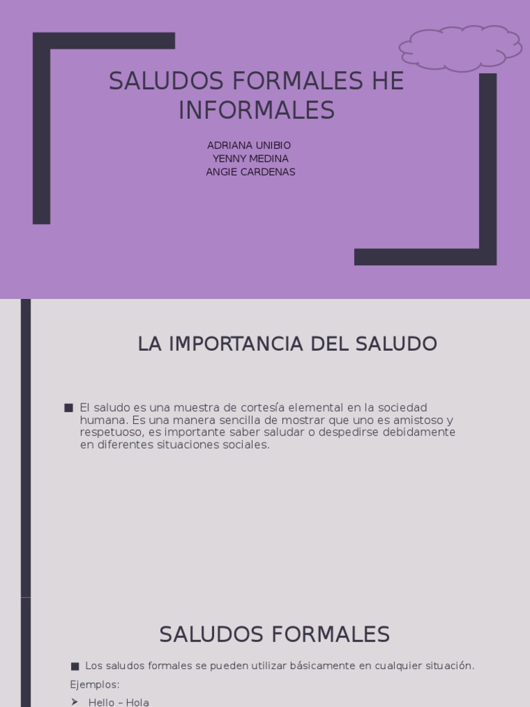 Saludos Formales He Informales | PDF