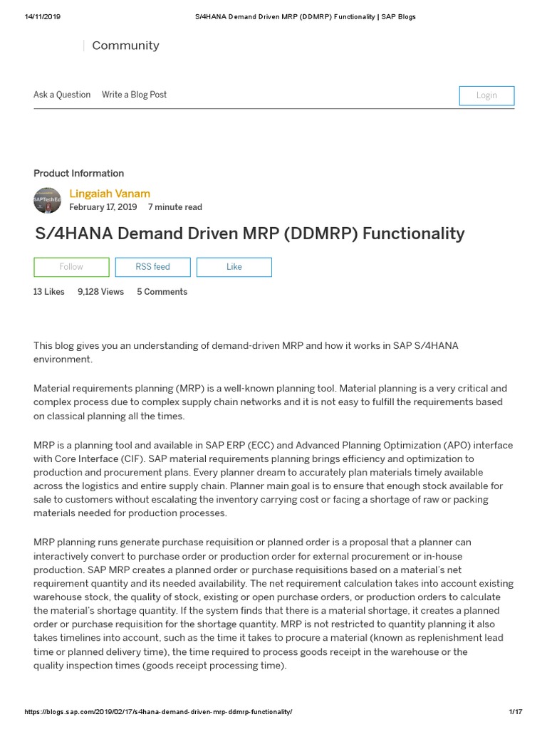 S - 4HANA Demand Driven MRP (DDMRP) Functionality - SAP Blogs | PDF | Sap Se | Supply Chain ...