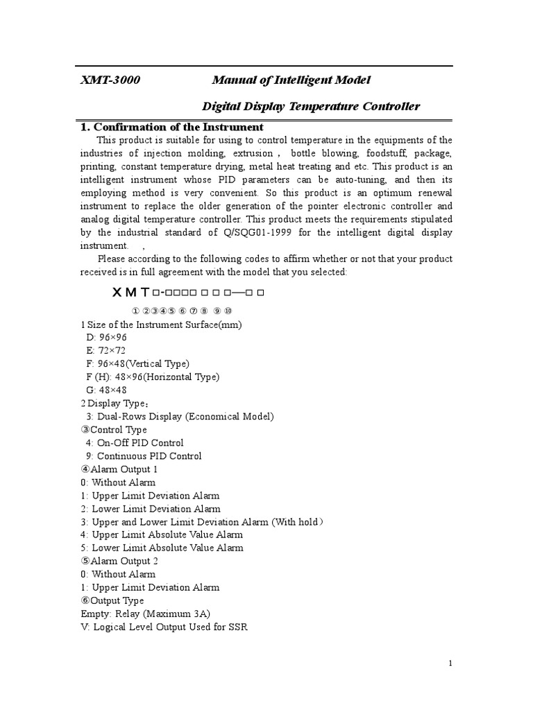 XMT-3000 Manual of Intelligent Model Digital Display Temperature Controller | PDF | Parameter ...