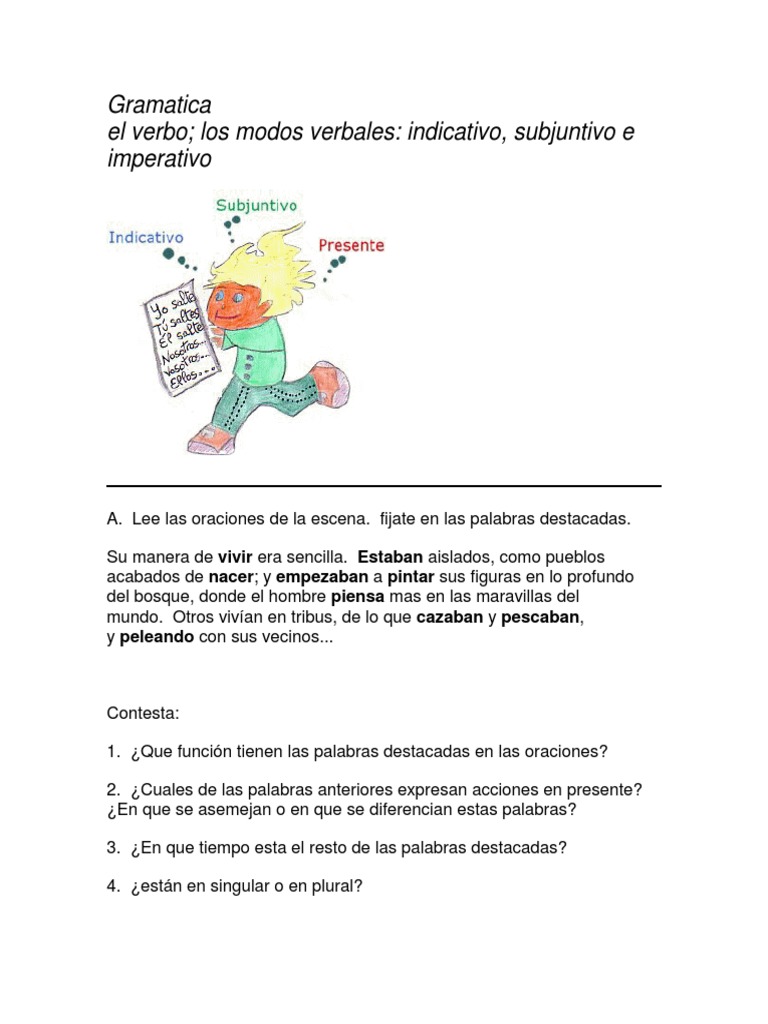 Taller Modos Verbales 8 | Verbo | Gramática