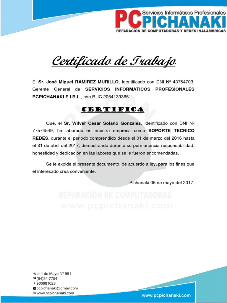 Certificado Modelo | PDF