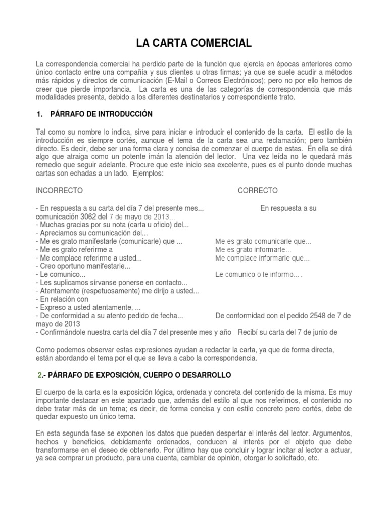 Qué Es La Carta Comercial | PDF