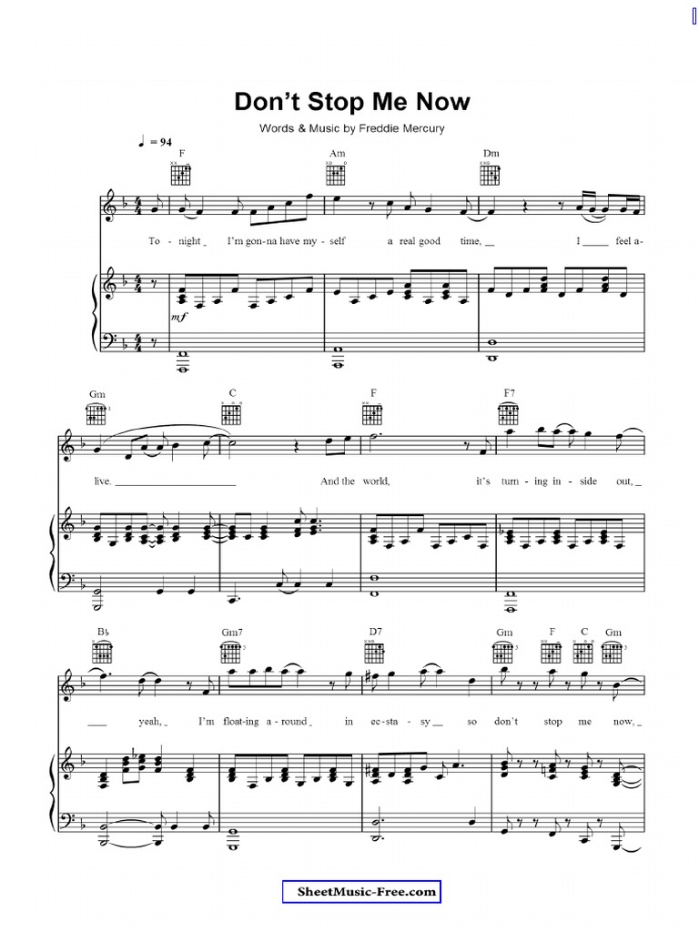 Dont Stop Me Now Sheet Music Queen (SheetMusic Free Com) PDF | PDF