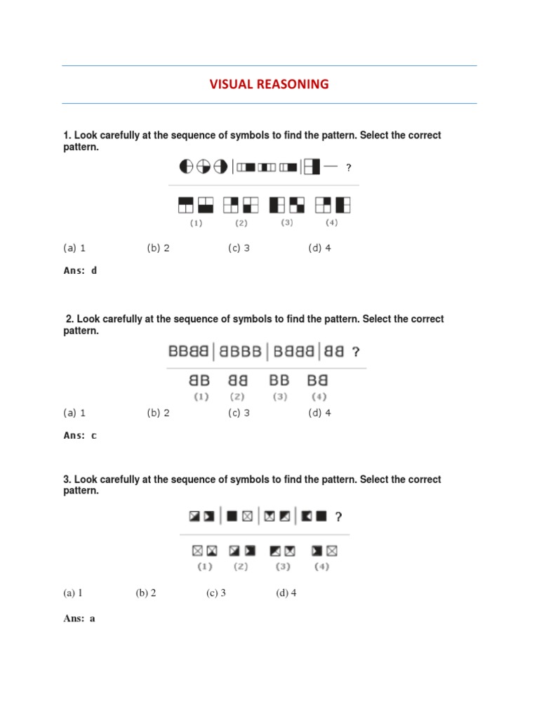 Visual Reasoning: (A) 1 (B) 2 (C) 3 (D) 4 | PDF | Geometry | Teaching ...