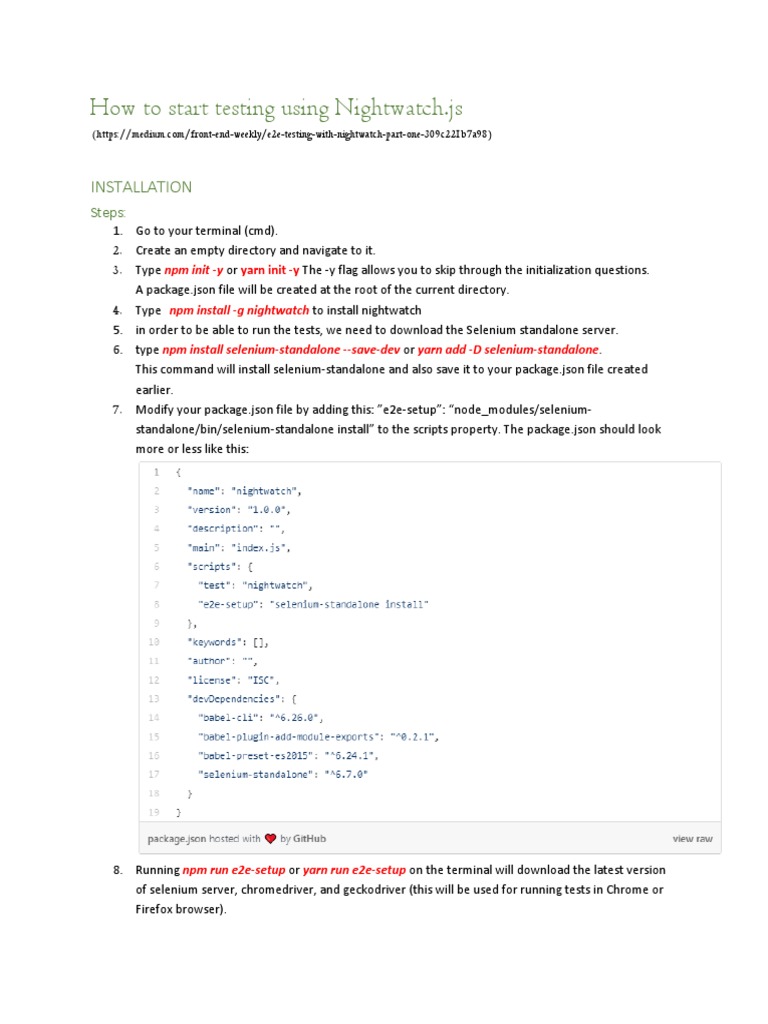 How To Install Nightwatch - Js | PDF | Computers