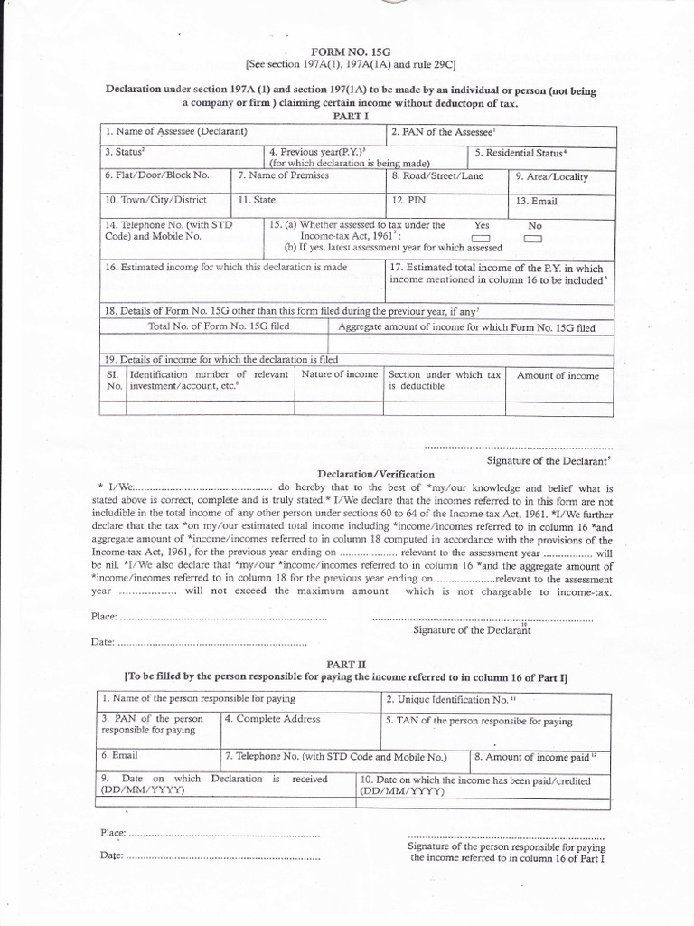 PF Form 15G | Download Free PDF | Public Finance | Government Finances
