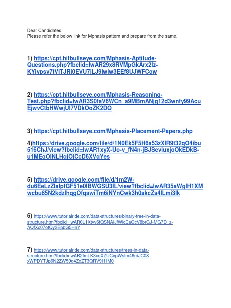 Mphasis - AMCAT Question Paper Links | PDF