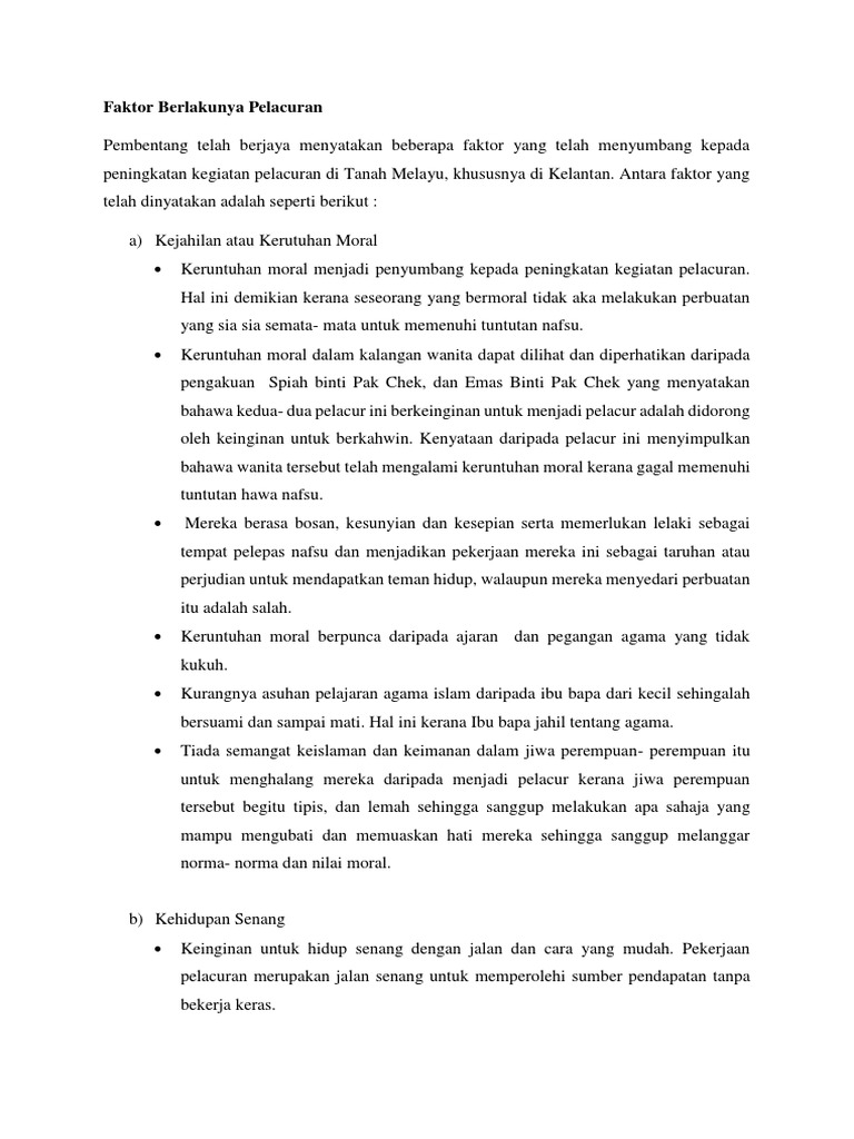 Faktor Berlakunya Pelacuran | PDF