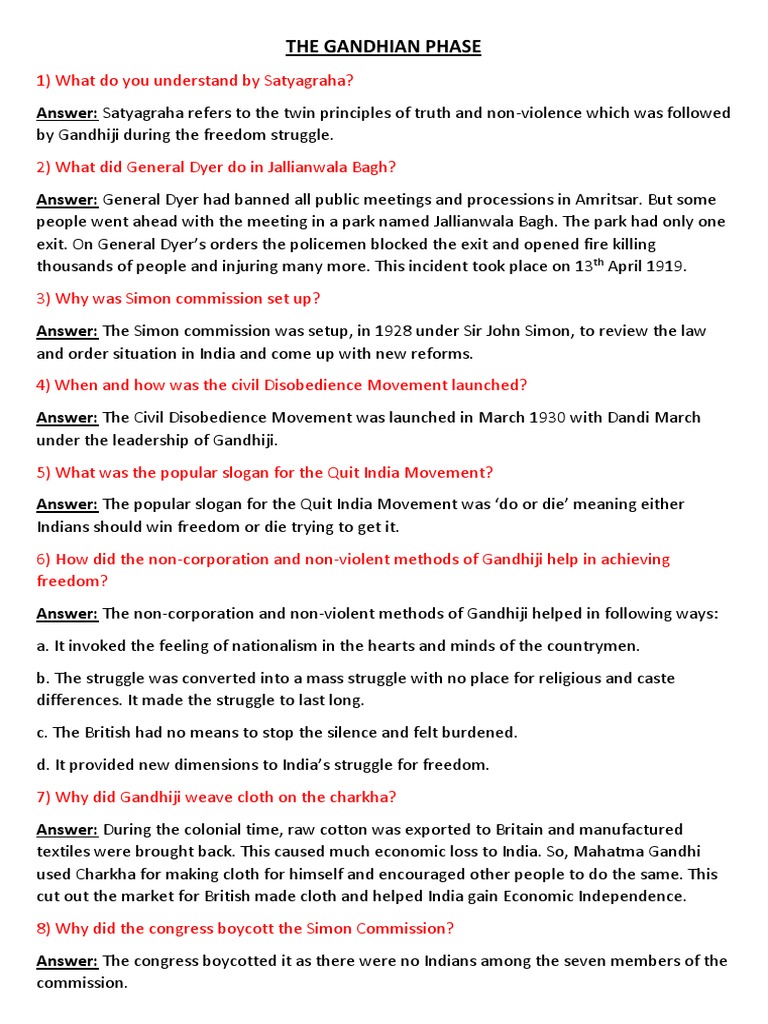 Class 5 - Chapter 16 Gandhian Phase | PDF | Mahatma Gandhi | Indian ...
