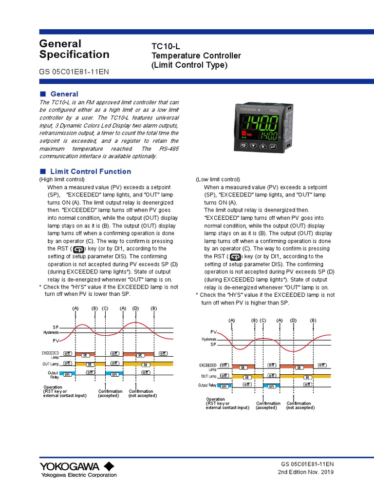 General Specification: TC10-L Temperature Controller (Limit Control ...