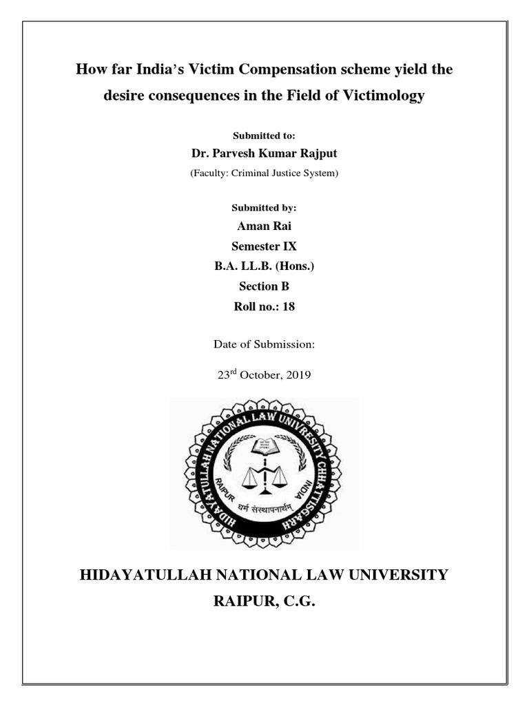 India’s Victim Compensation Scheme Analysis | PDF | Victimology | Fine ...